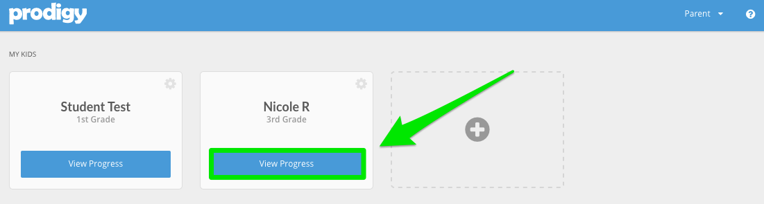Parent Dashboard – Prodigy