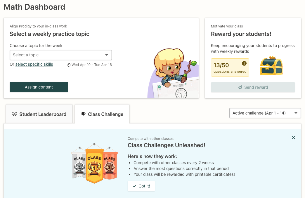 Class Challenges – Prodigy Education
